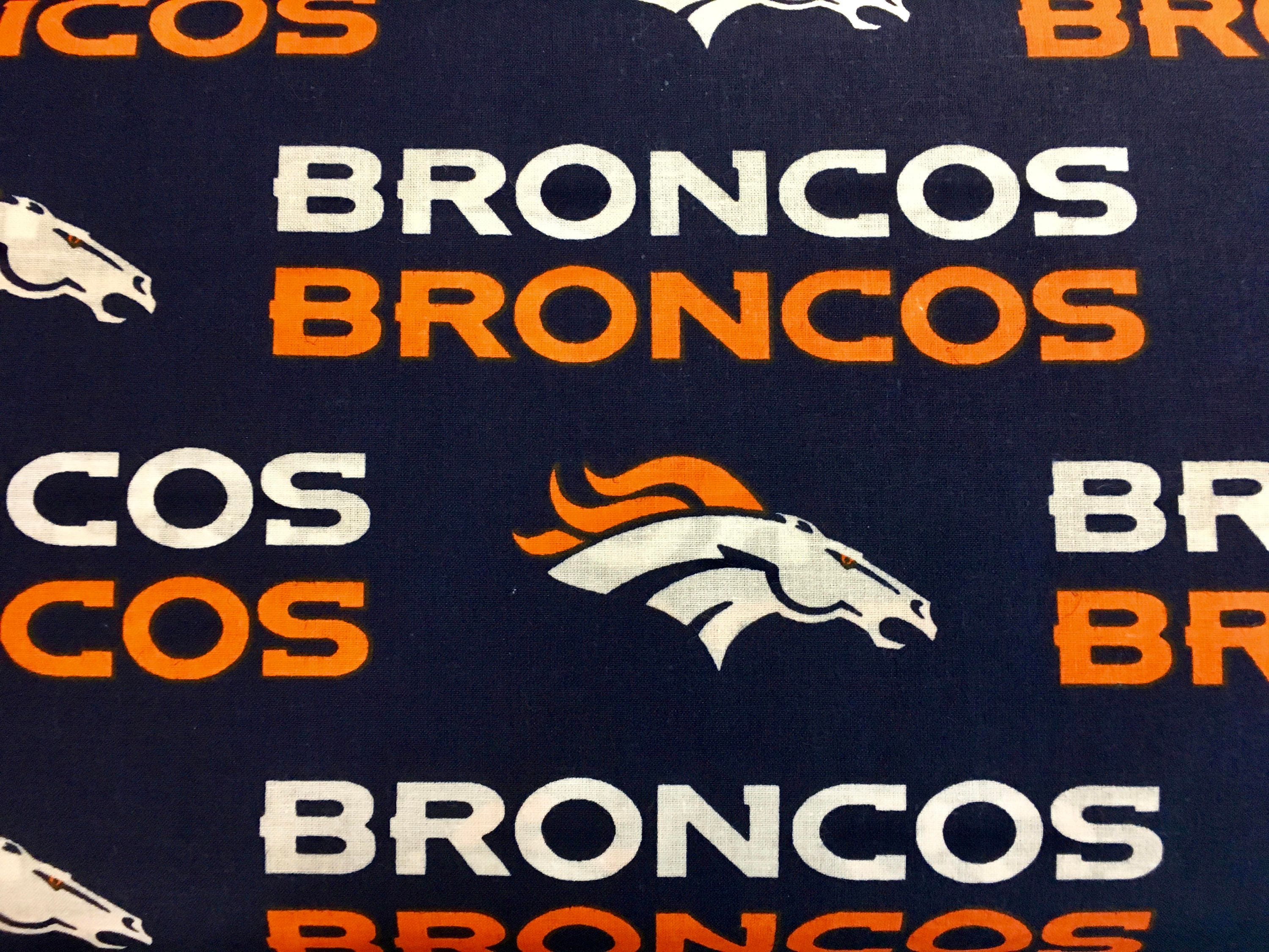 DENVER BRONCOS 60" Wide Cotton Fabric by the Yard by the 1/2 Yard NFL ...
