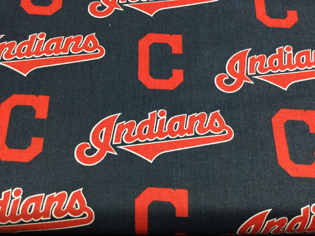 Cleveland Indians 60 Wide Cotton Fabric by the Yard by the 1/2 Yard NFL ...