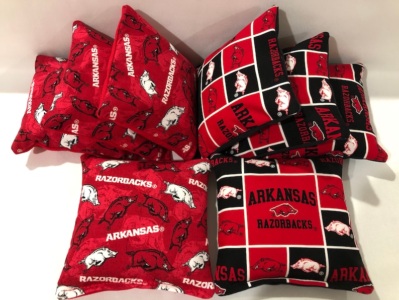 ARKANSAS RAZORBACKS 8 Cornhole Bags Bean Toss 4 of Each Print 2 Sides ...