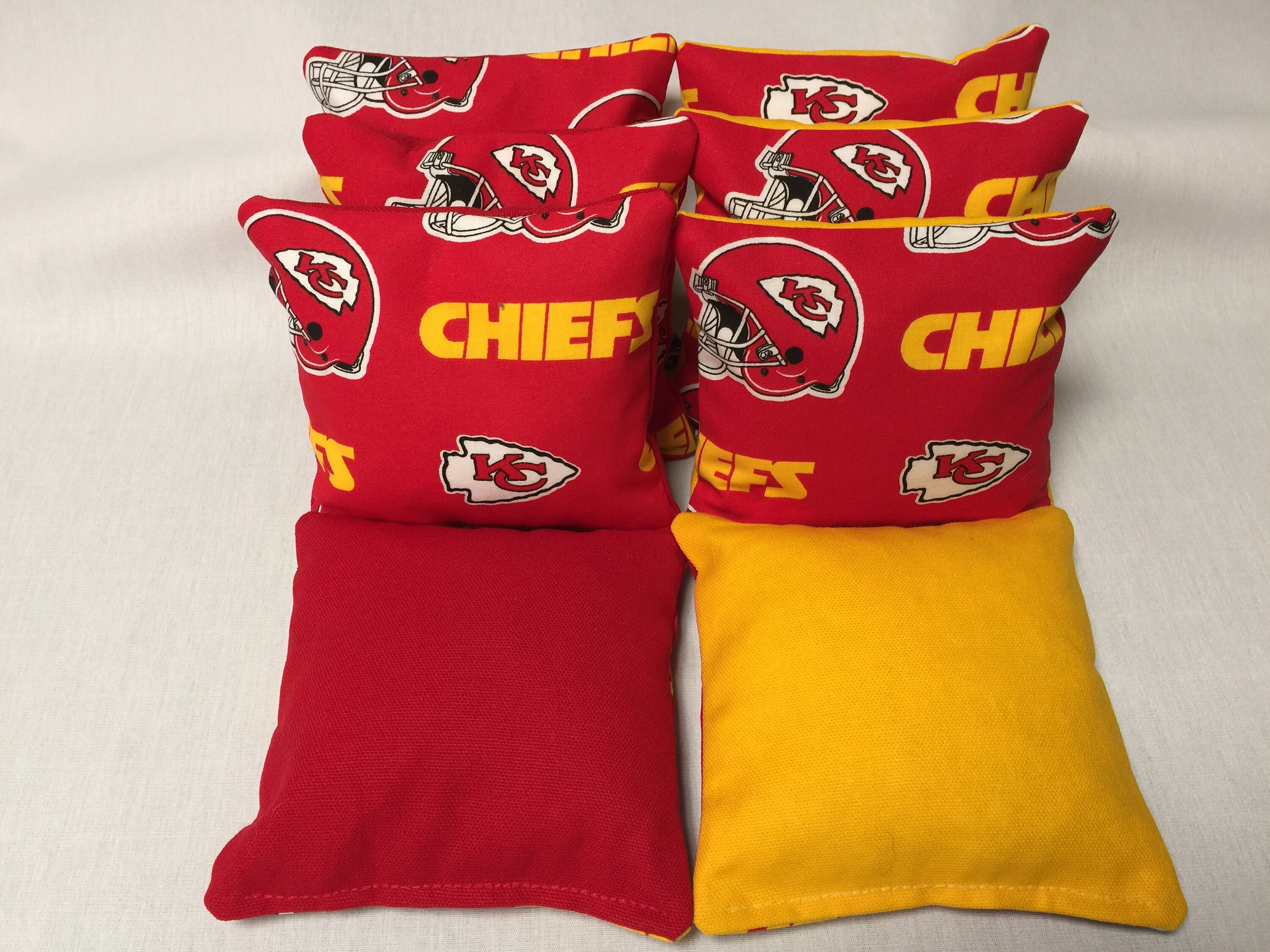 KANSAS CITY CHIEFS 8 Cornhole Bags Bean Toss Print Fronts With Duck ...