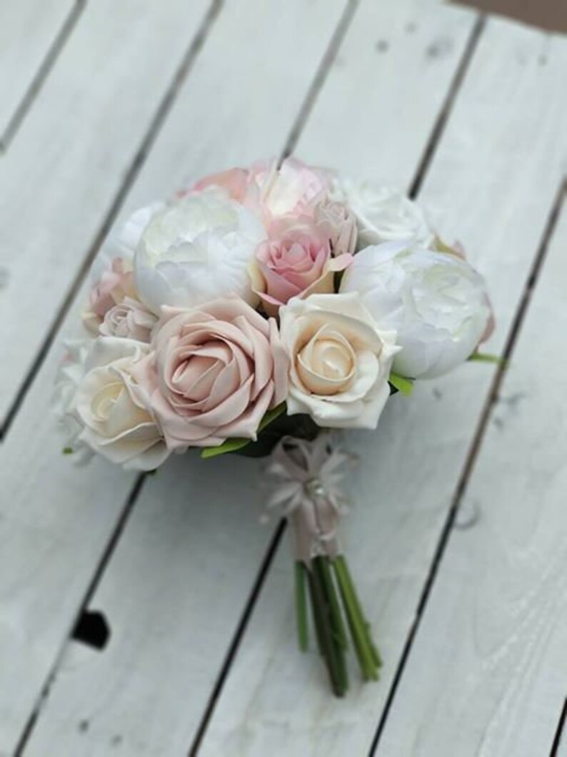 Bespoke Dusky Pink Rose Gold and Ivory Rose Wedding Bridal | Etsy