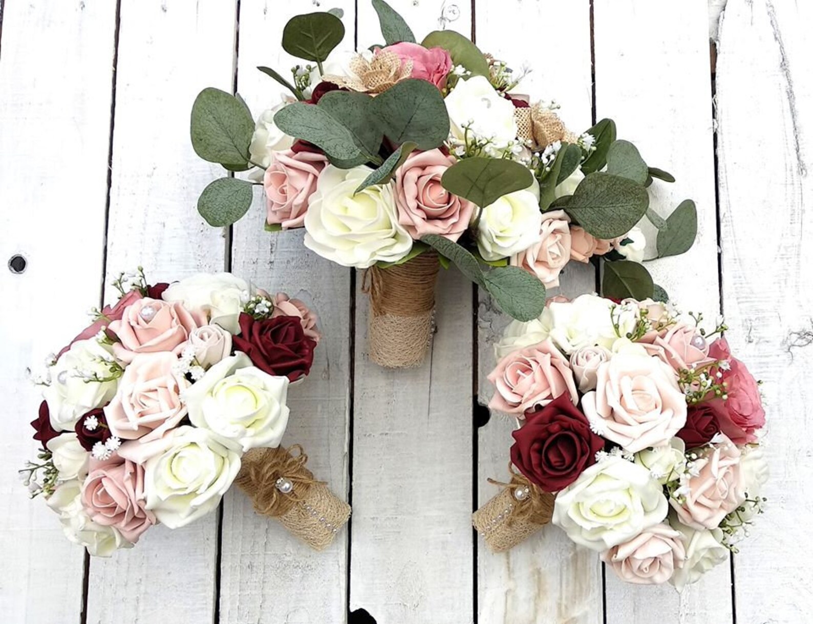 Bespoke Pink White Ivory Burgundy Rose Peony Cascading Boho - Etsy