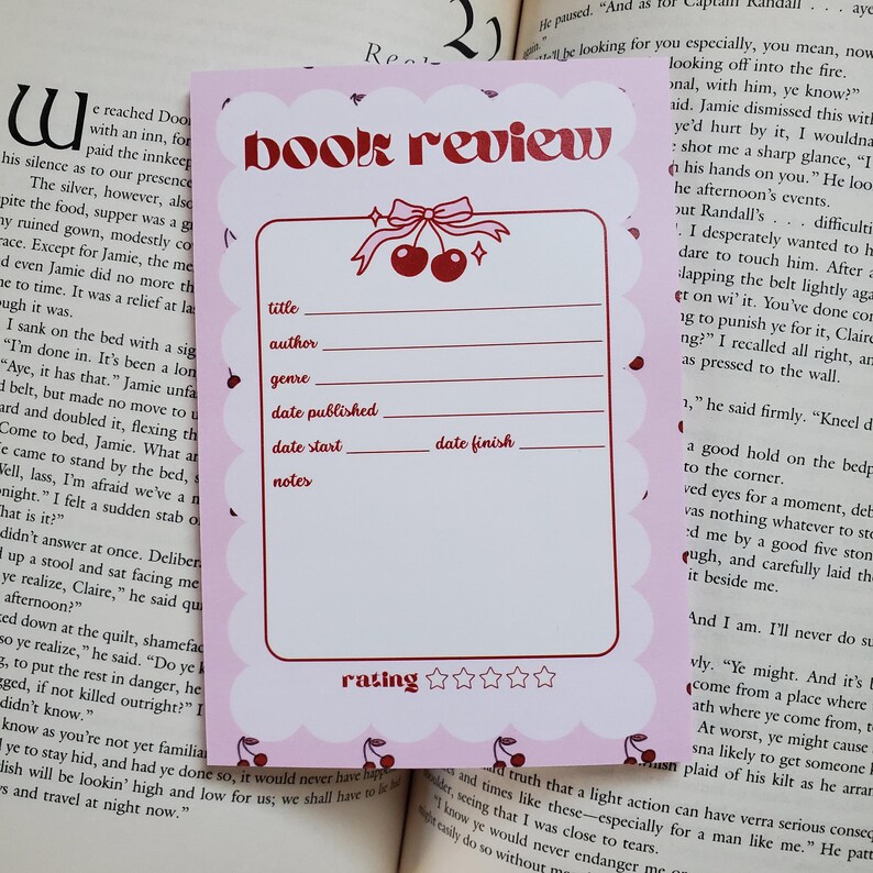 Cherry Book Review Post-it Notepad, 4x6 Post-it® Sticky Notes, Bookish ...