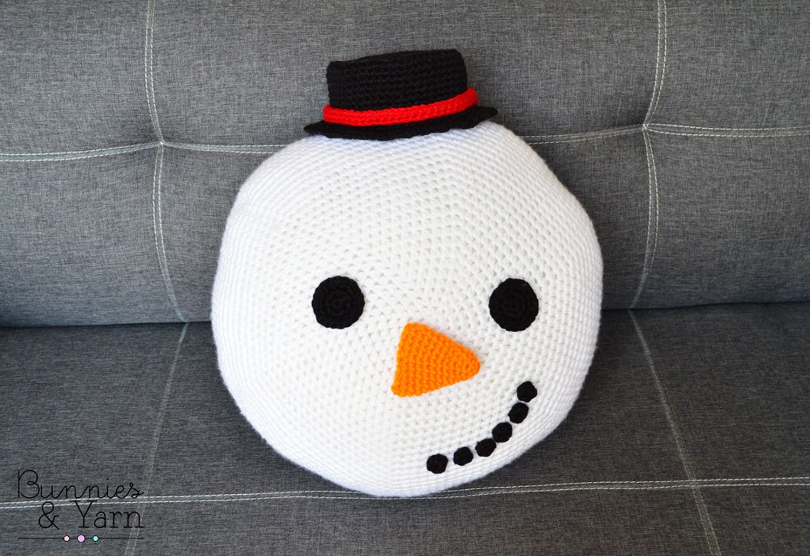 CROCHET PATTERN - Snowman Pillow/cushion - 14 In. Tall - Christmas ...