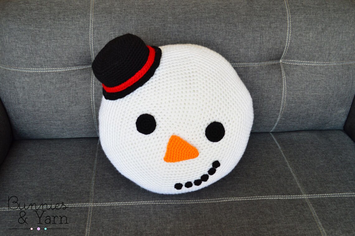 CROCHET PATTERN - Snowman Pillow/cushion - 14 In. Tall - Christmas ...