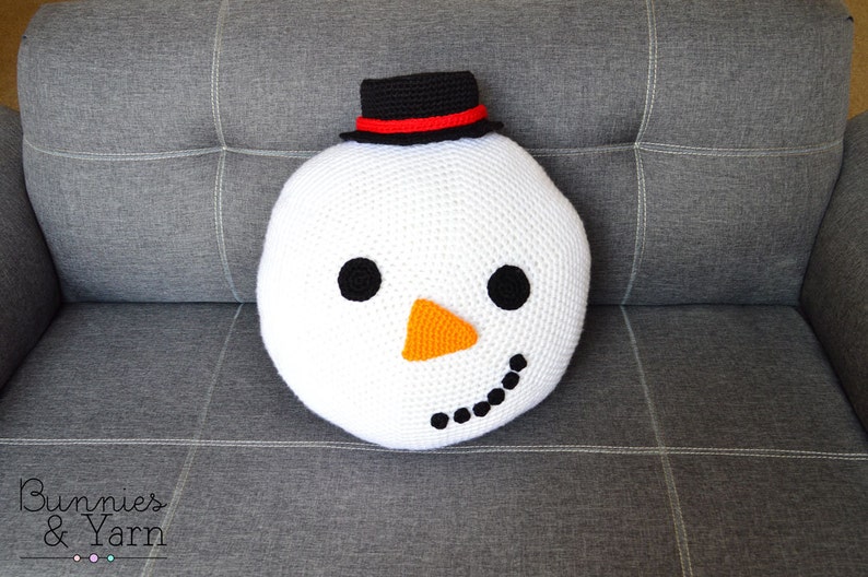 CROCHET PATTERN - Snowman Pillow/cushion - 14 In. Tall - Christmas ...