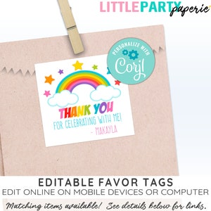 Editable RAINBOW Favor Tags, Rainbow Printables, EDITABLE Rainbow ...