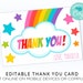 Editable RAINBOW Thank You Cards, Rainbow Printables, EDITABLE Rainbow ...