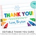 Editable CRAYONS Thank You Cards Rainbow Crayons Thank You - Etsy