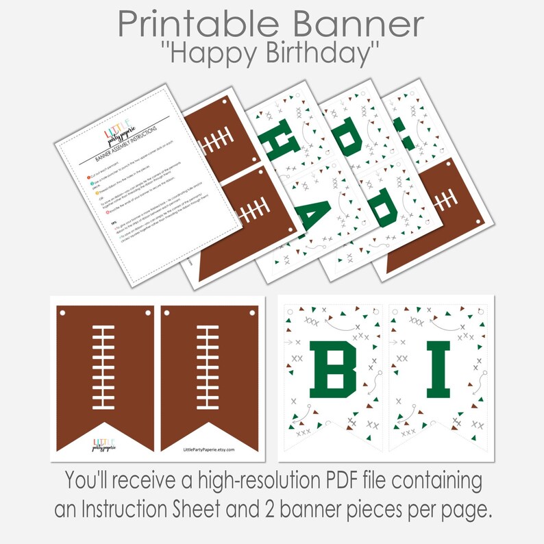 Football Birthday Banner INSTANT DOWNLOAD Printable - Etsy