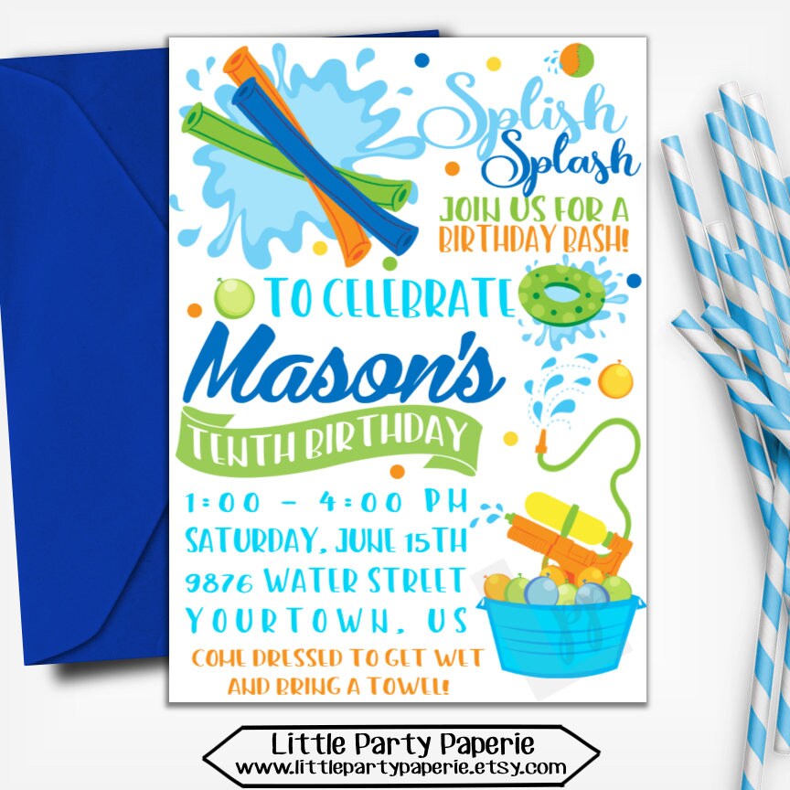 Water Party Invitation Water Party Splash Party Invitation Etsy