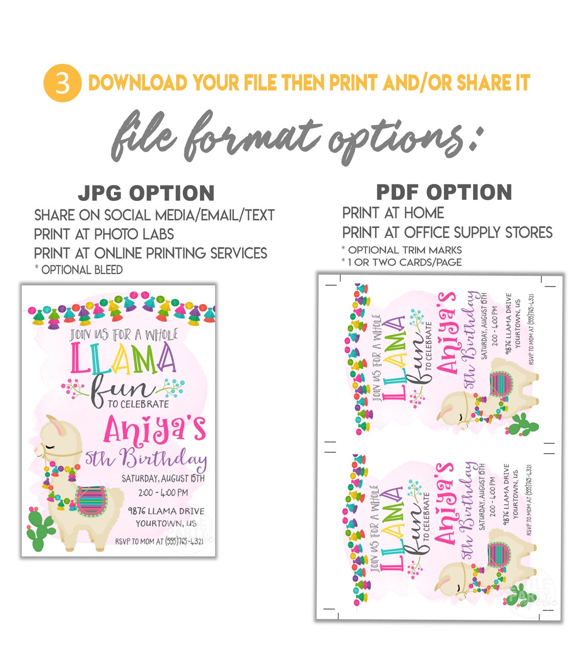 EDITABLE Llama Birthday Invitation Template, Whole Llama Fun, Cactus ...