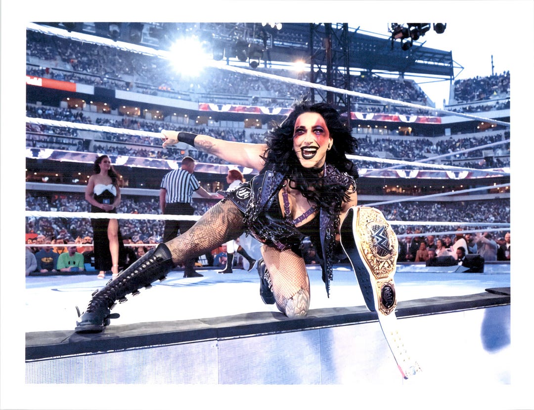 2024 Repro Laminated Art Print-8.5x11 Rhea Ripley-in Ring With Belt ...