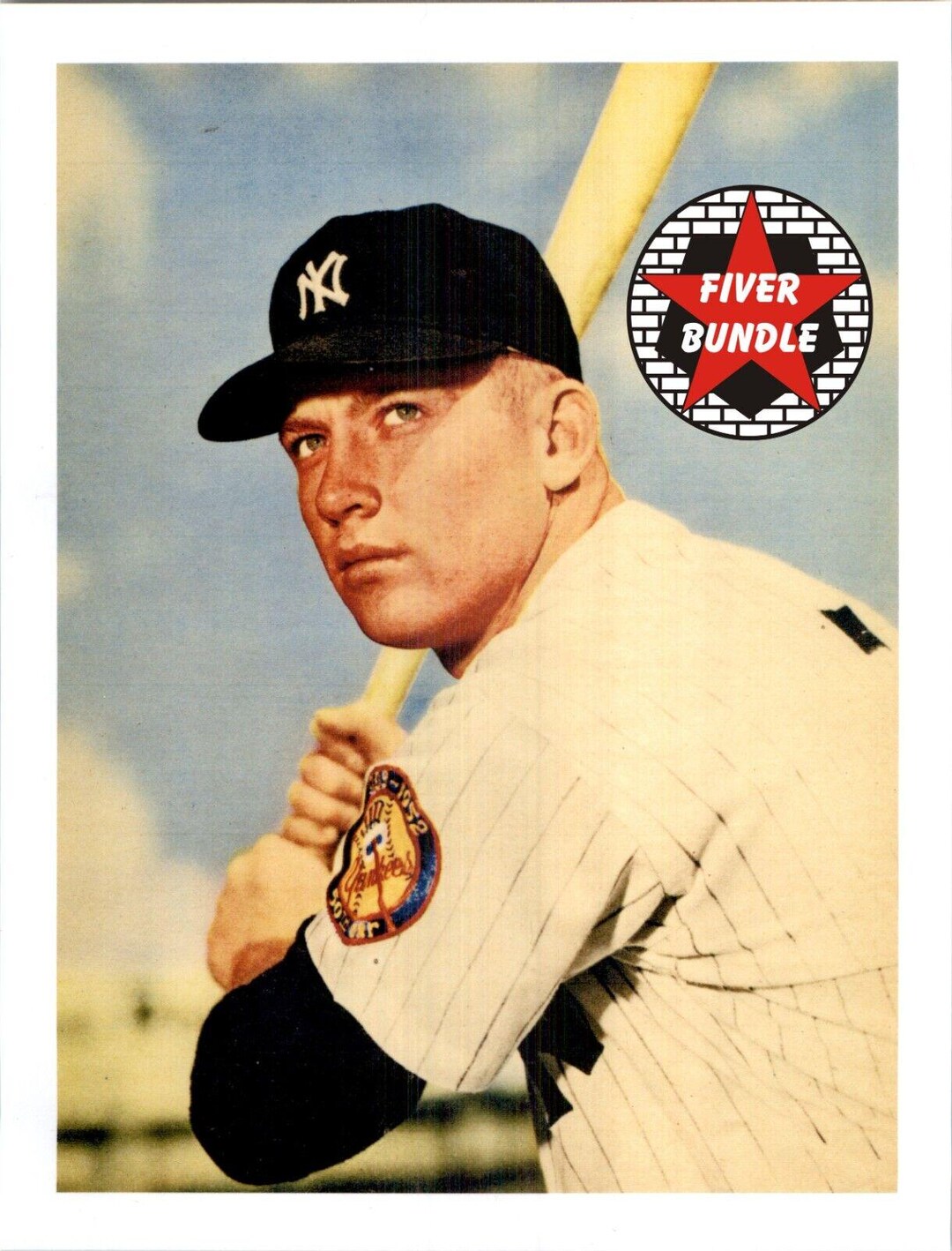 Mickey Mantle Fiver Bundle-001 5 Different Laminated 8.5x11 Repro ...