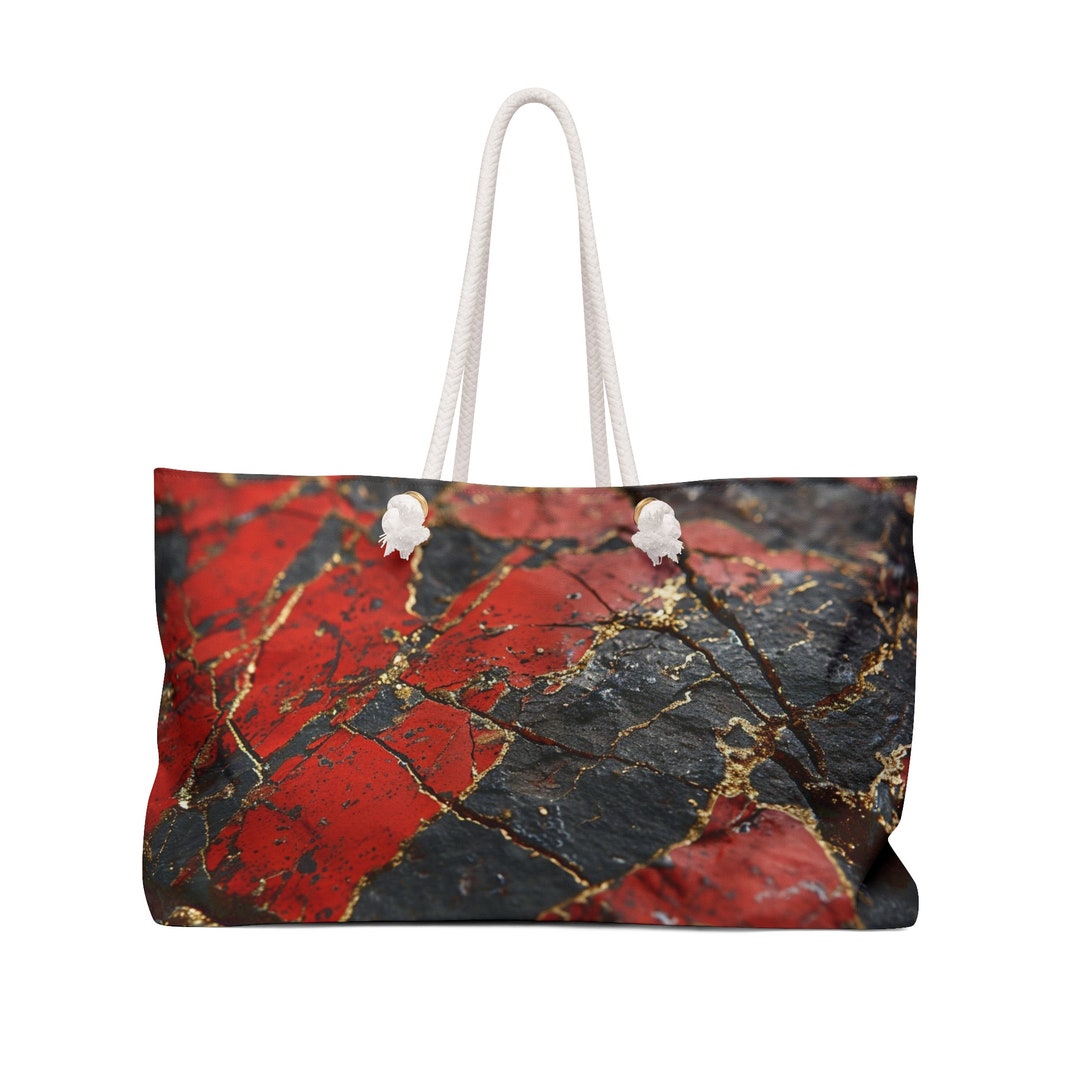 Kintsugi Inspired Weekender Bag Red, Black and Gold - Etsy
