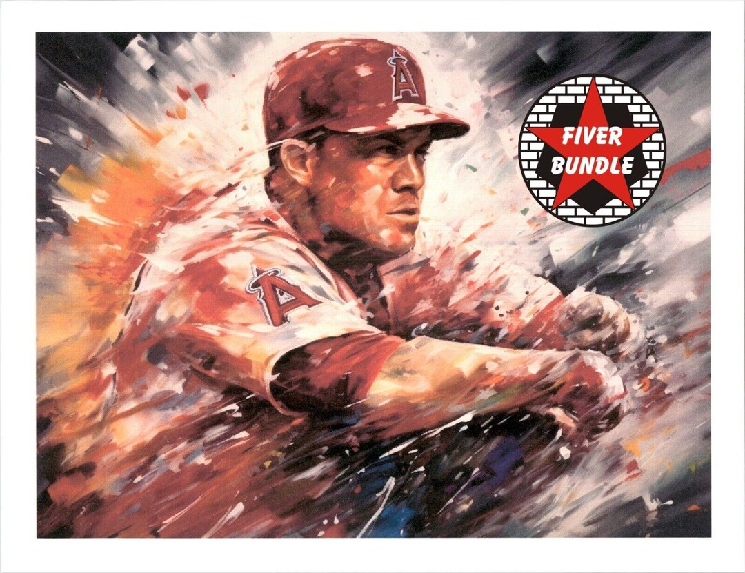 Mike Trout Fiver Bundle-025 5 Different Laminated 8.5x11 Repro Prints ...