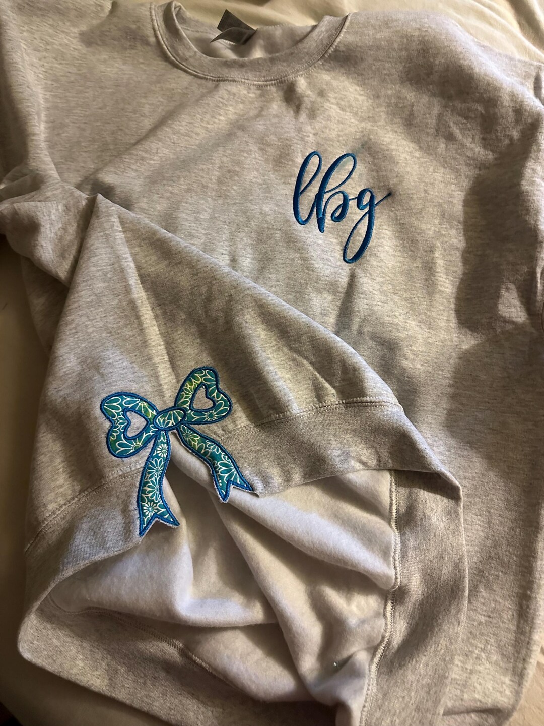 Side Bow Appliqué With Monogram - Etsy