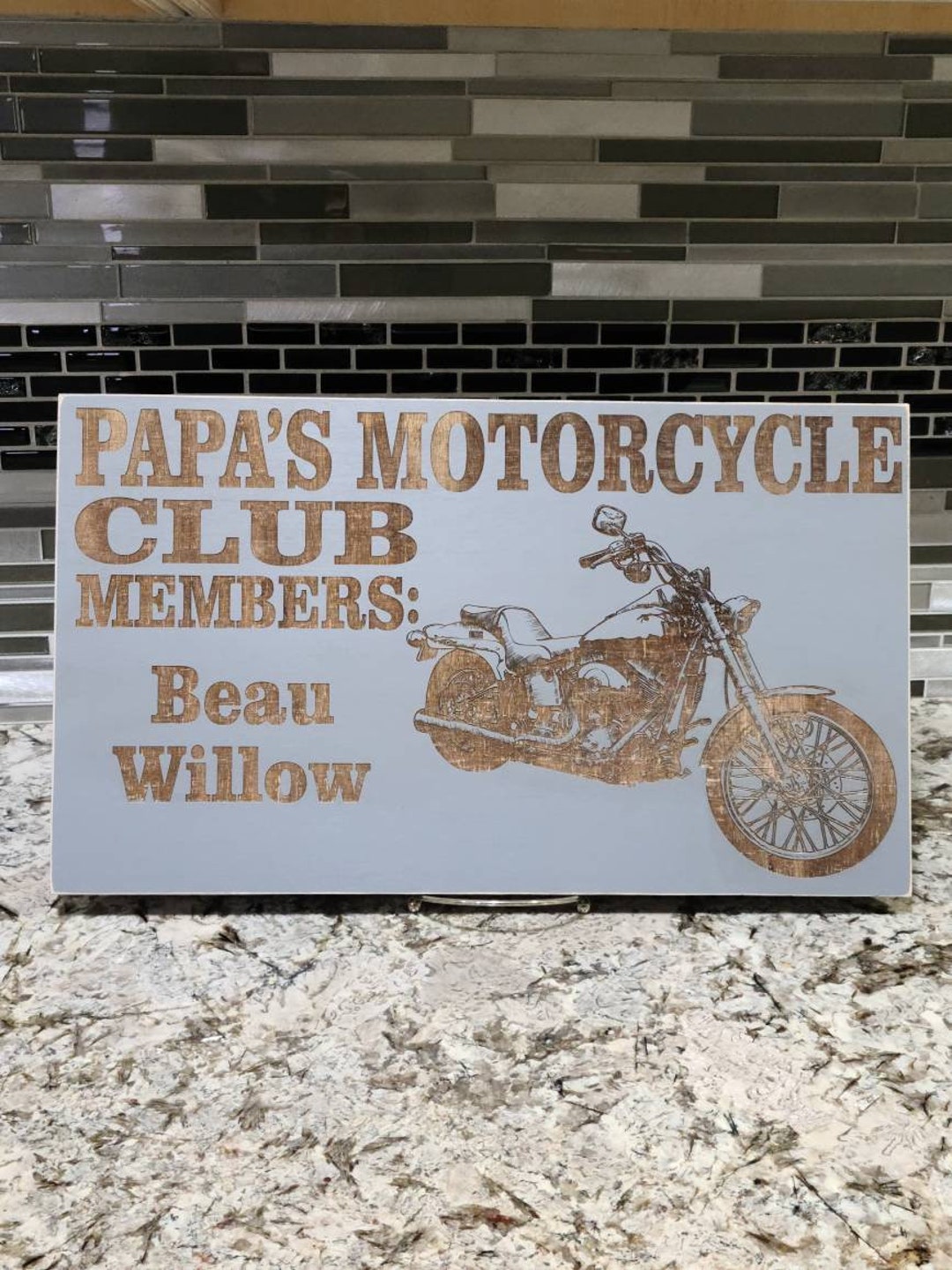 Papa's Motorcycle Club Sign Grandpa Christmas Gift Rustic Sign Grandpa ...