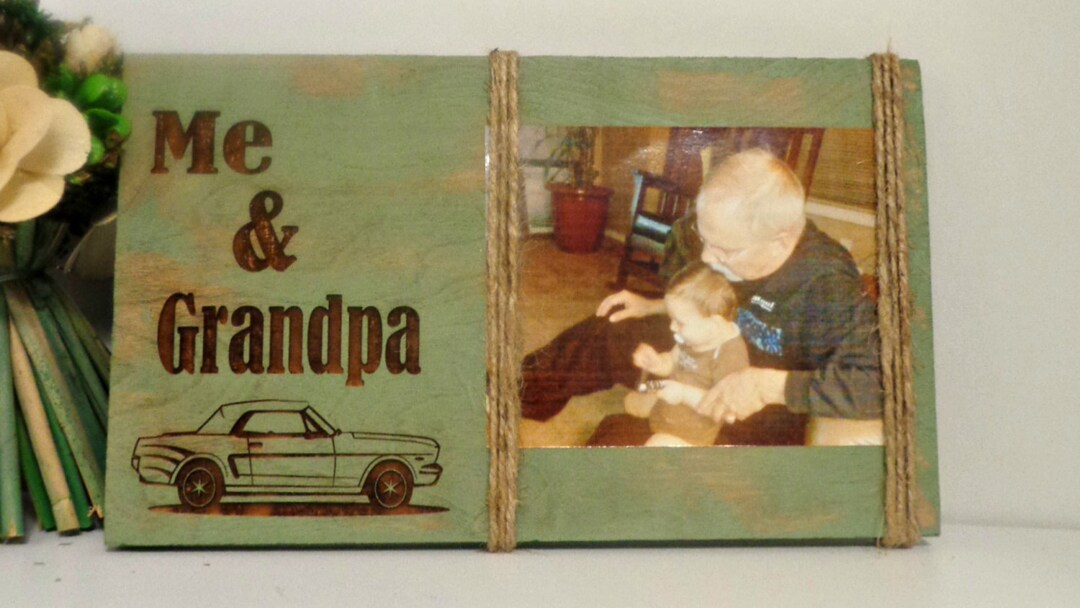 Engraved Mustang Picture Frame: Rustic Grandpa Gift - Etsy