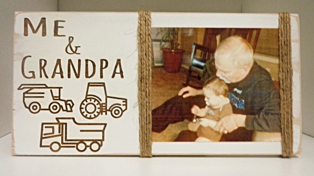 Personalized Tractor Picture Frame: Rustic Wood Gift for Grandpa - Etsy