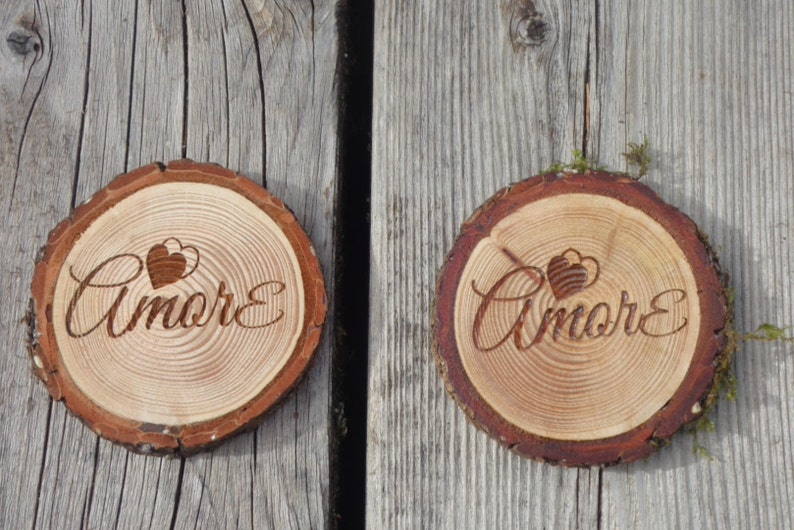 Wood Slice Favors Amore Wood Slice Rustic Wedding Favors - Etsy