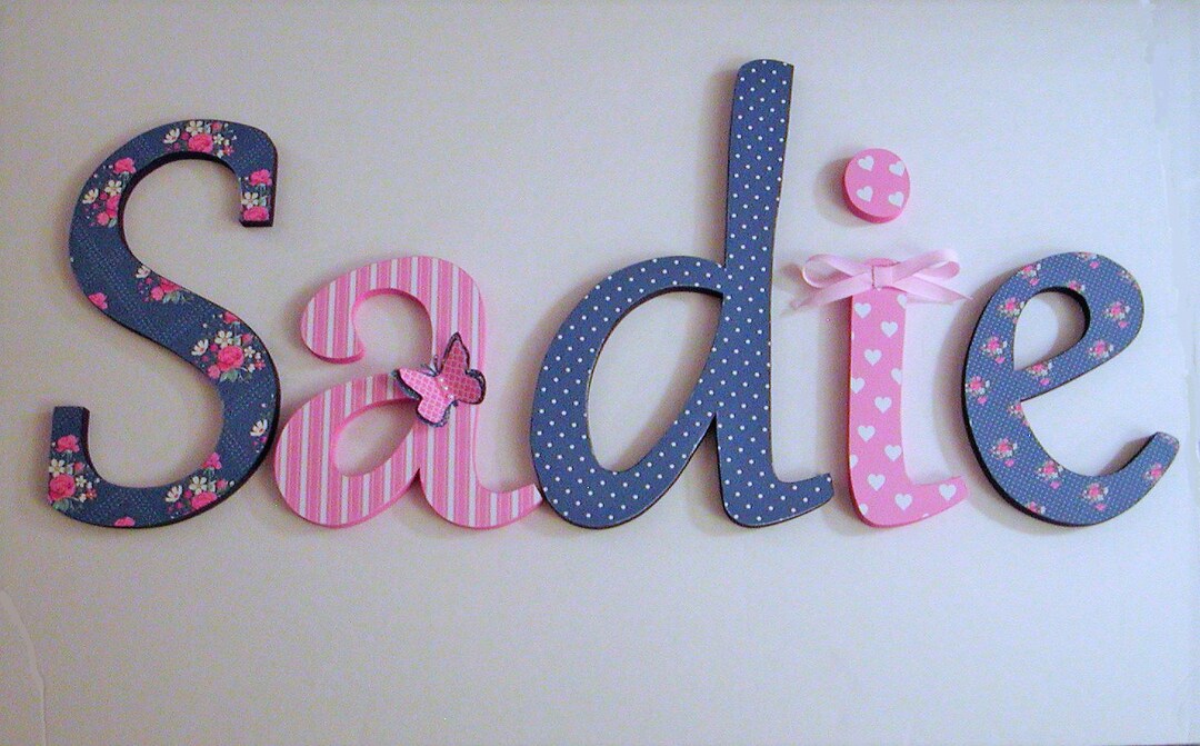Wood Letters-nursery Decor- Navy Blue and Pink- Price per Letter-custom ...
