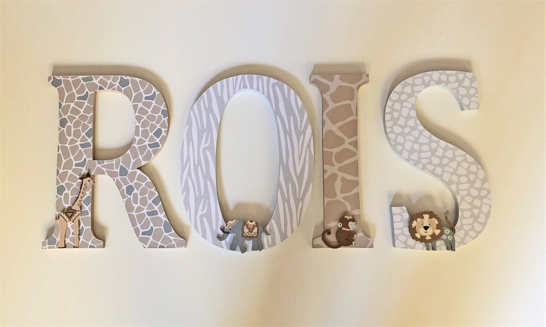 Nursery Letters,wood Letters,nursery Decor-,jungle Animals Themed ...