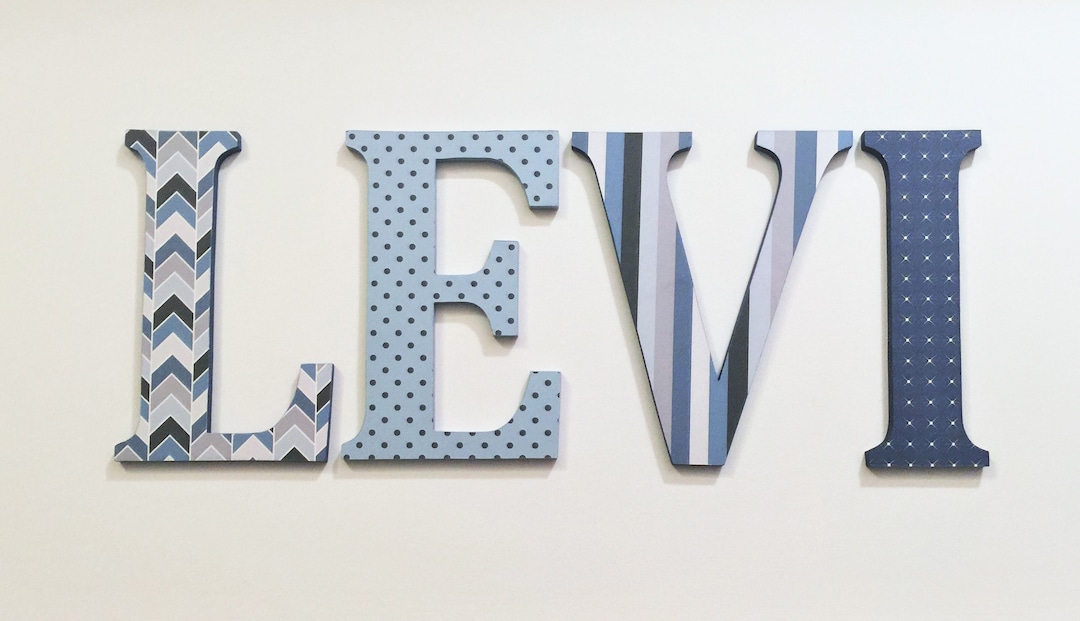 Wood Letters-nursery Decor- Navy Blue & Blue - Price per Letter-custom ...