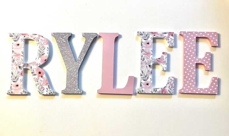 Wood Letters-nursery Decor- Pink & Grey- Price per Letter-custom Made ...