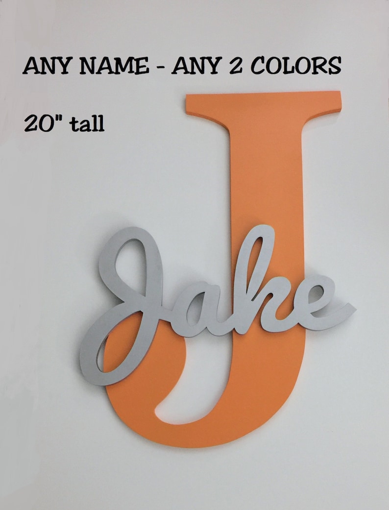 Large 20 Painted letter-Large Initial with smaller name | Etsy