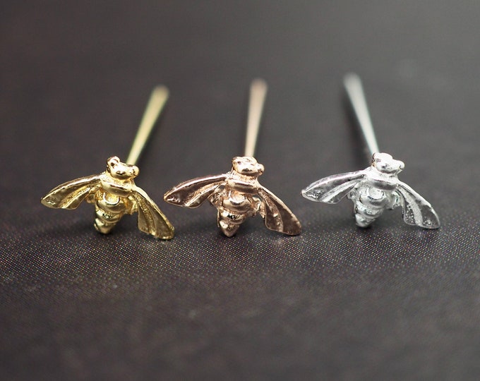 Bee Nose Stud, Bumble Bee Stud, 20g Silver Nose Ring, Insect, Animal ...