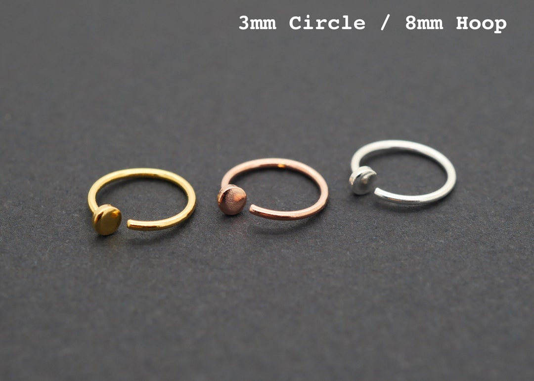 Sterling Silver Open Piercing Hoop Ring for Nose Ear Cartilage Helix ...