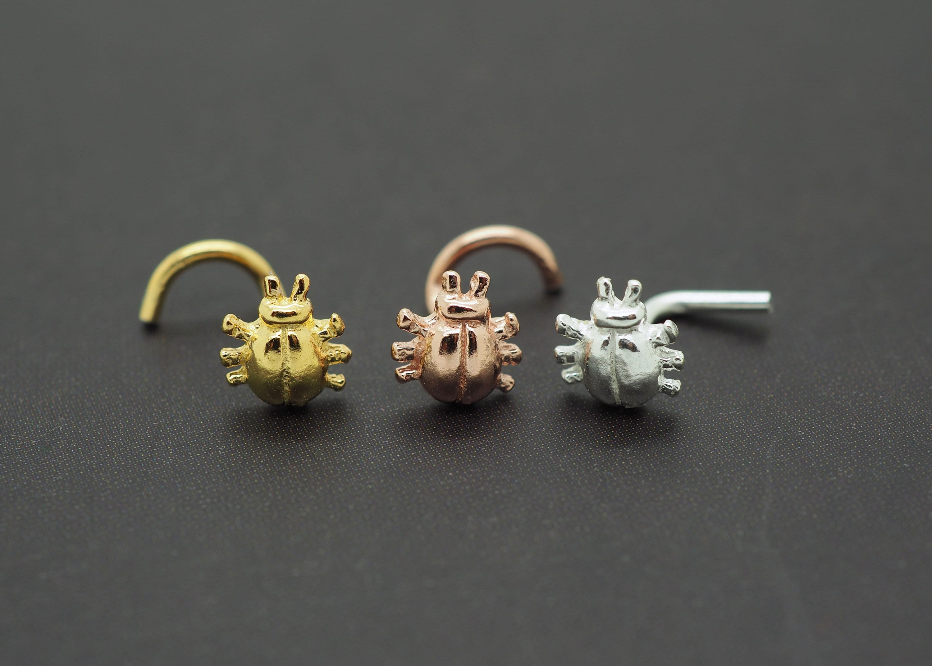 Bug Nose Stud, Insect Nose Ring, Ladybug, Fly, Animal Unique Nose Screw ...