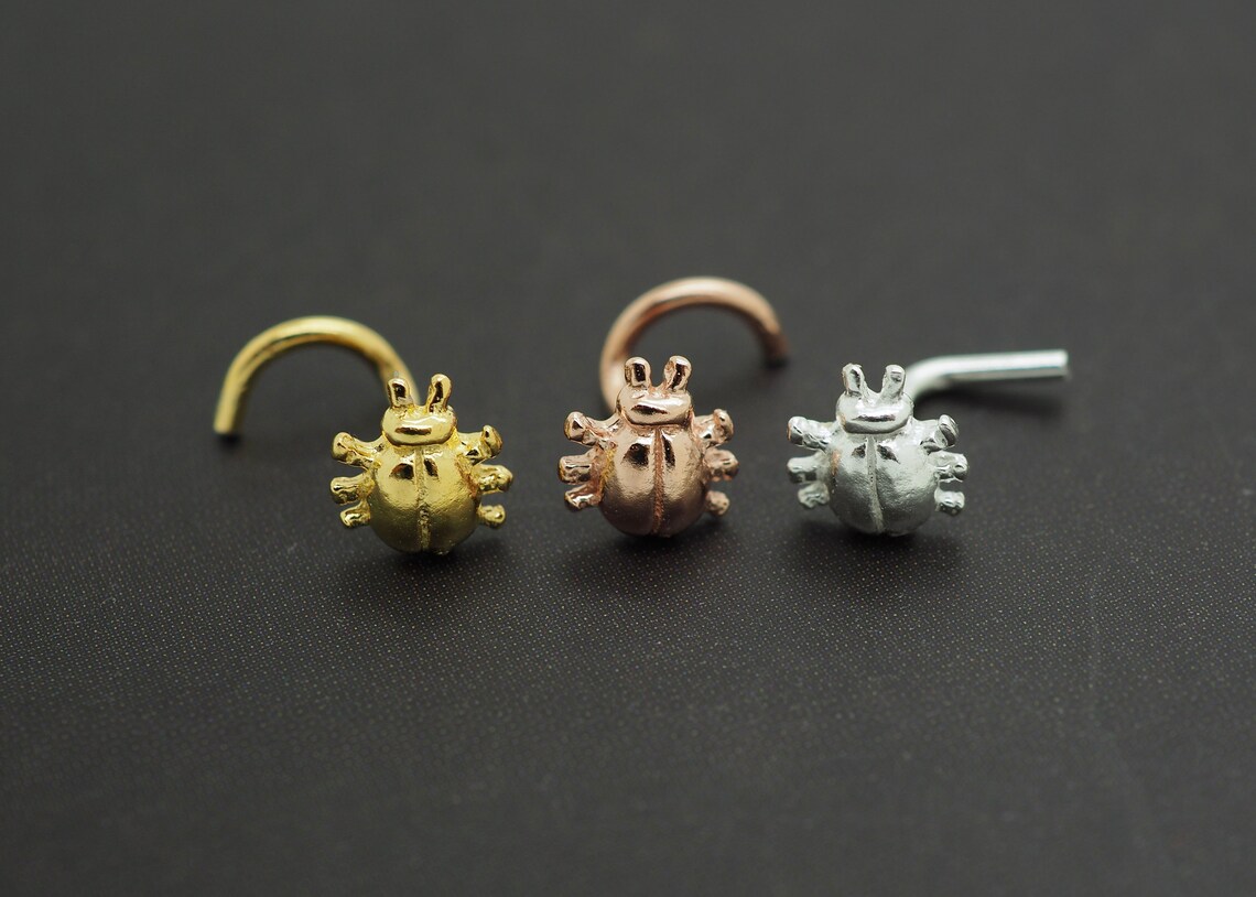 Bug Nose Stud, Insect Nose Ring, Ladybug, Fly, Animal Unique Nose Screw ...