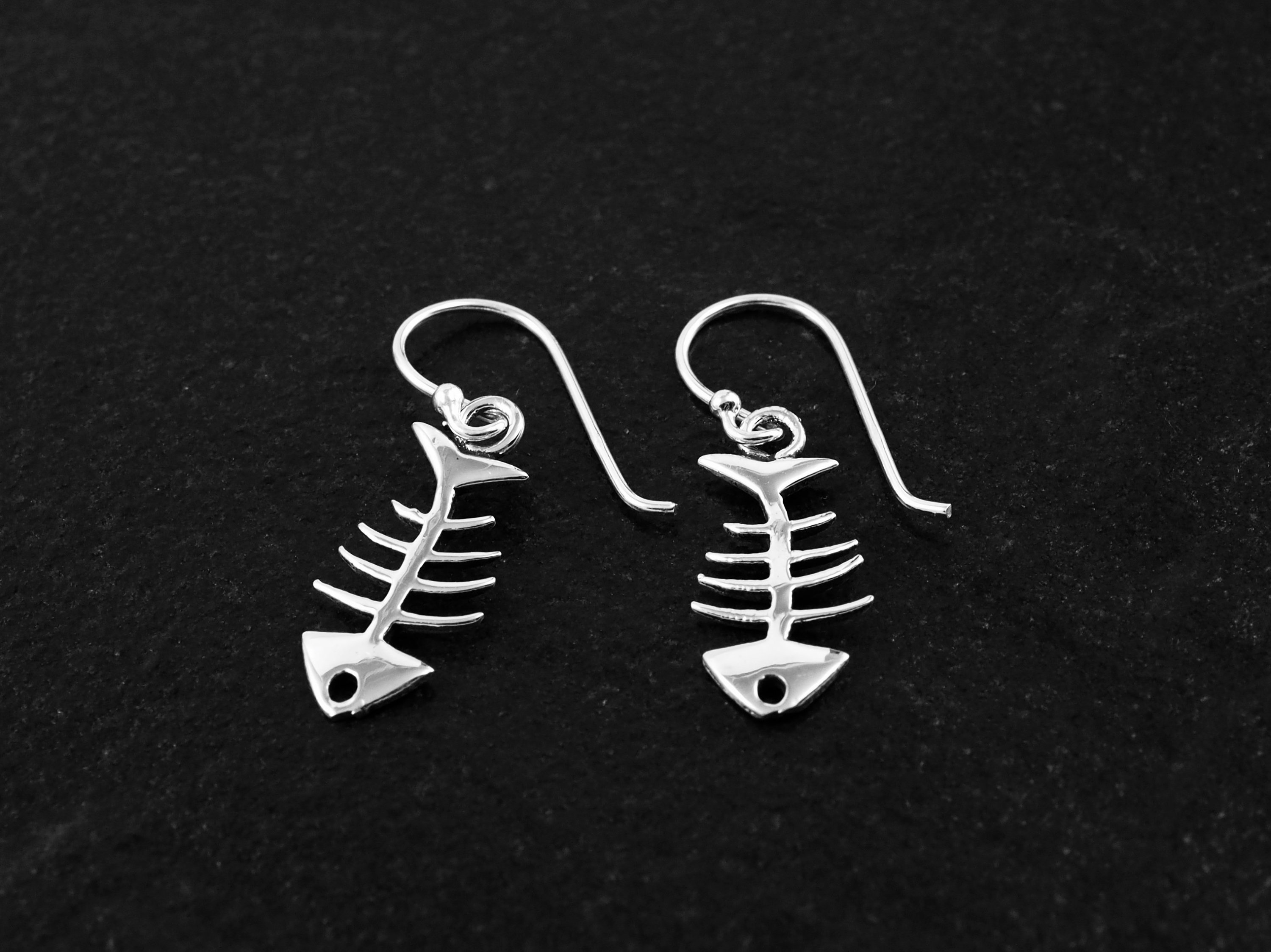 Silver Fishbone Earrings Fish Bone Earrings Drop Dangle - Etsy