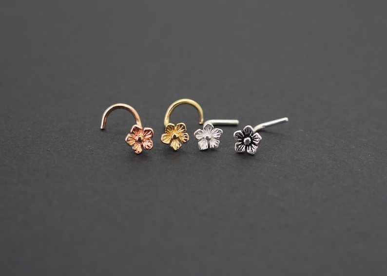 Flower Nose Stud, Unique Nose Ring, Flower Nose Piercing Gold, Rose ...