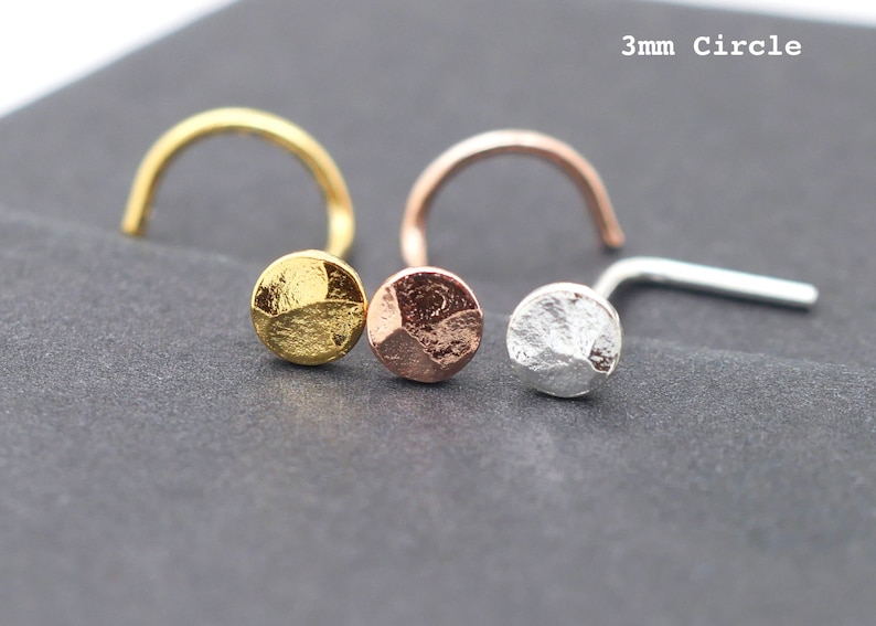Sterling Silver Nose Stud 3mm Flat Circle Dot Disc Nose Ring - Etsy