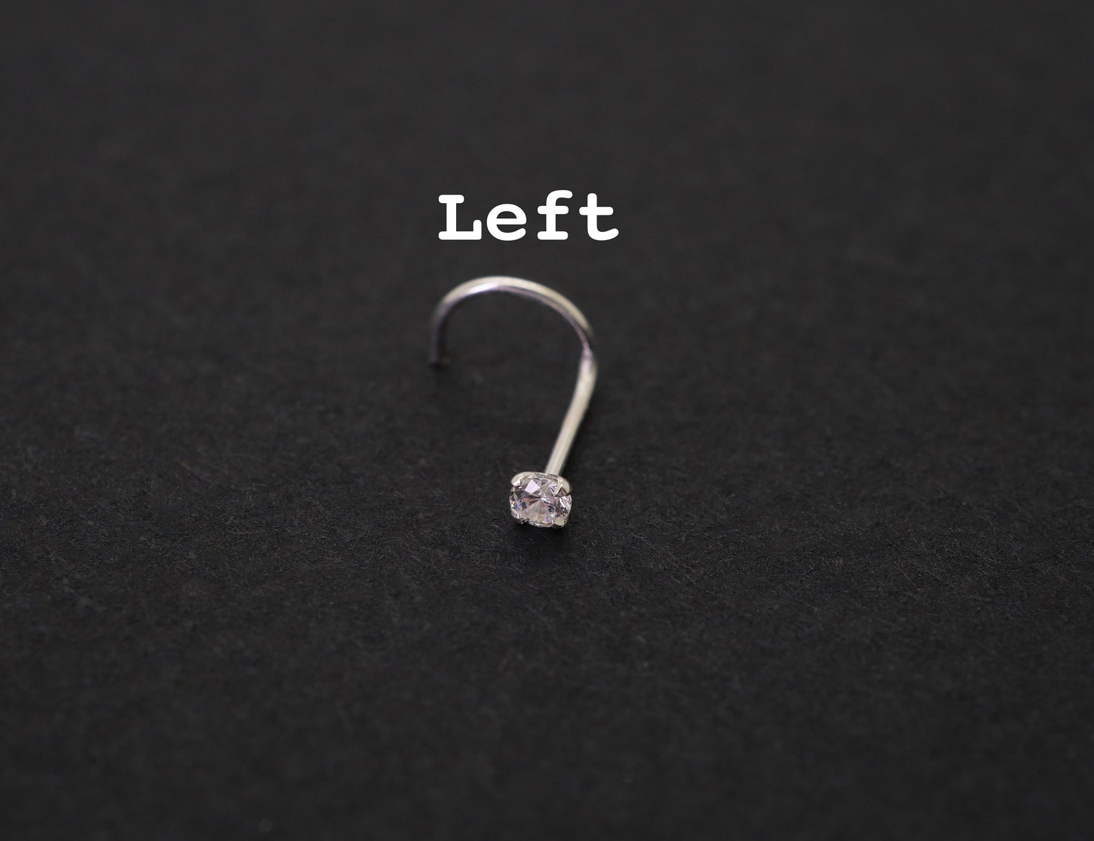 CZ Diamond Nose Stud Nose Screw Nose Ring Piercing Sterling Silver ...
