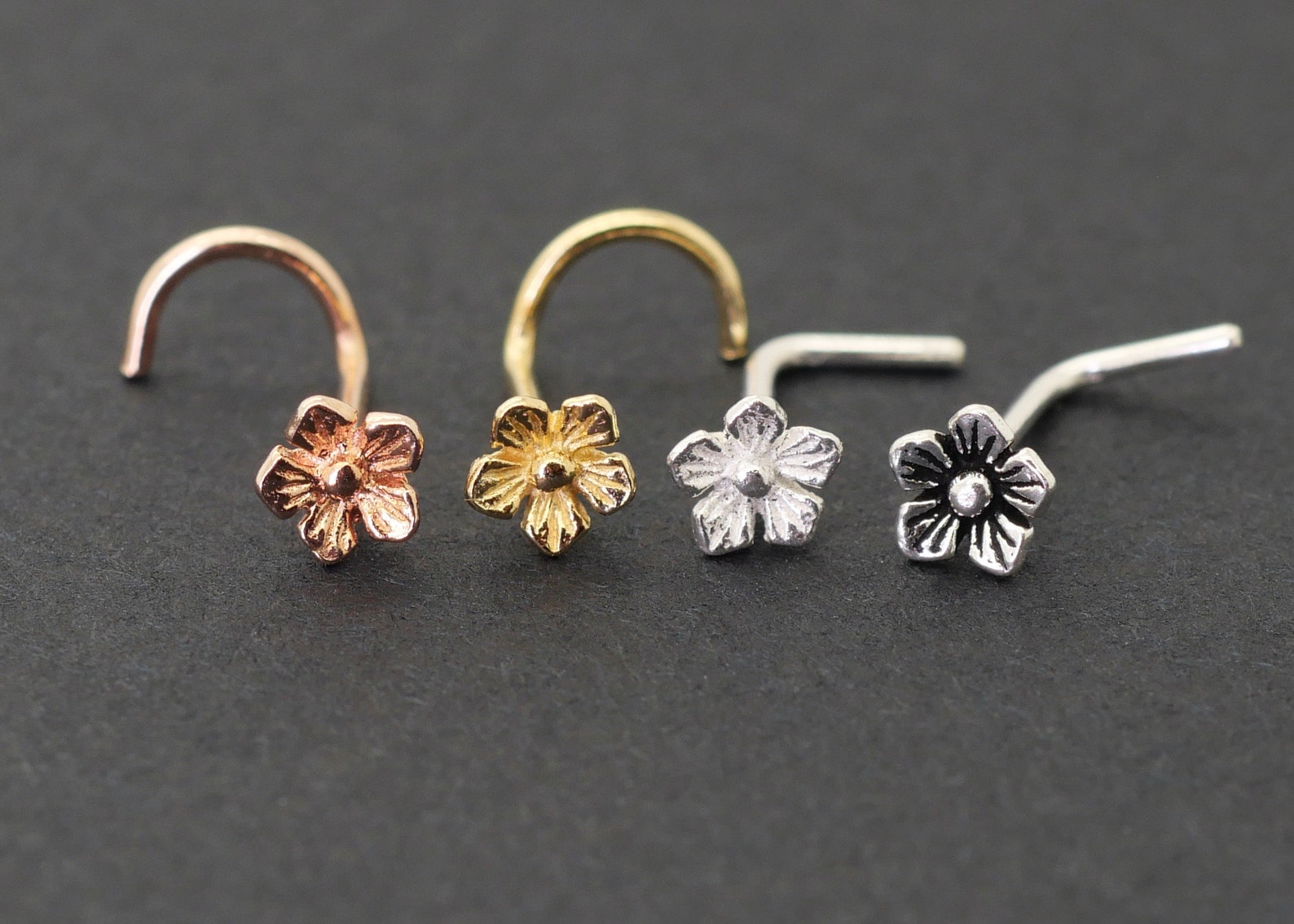 Flower Nose Stud Unique Nose Ring Flower Nose Piercing Gold - Etsy