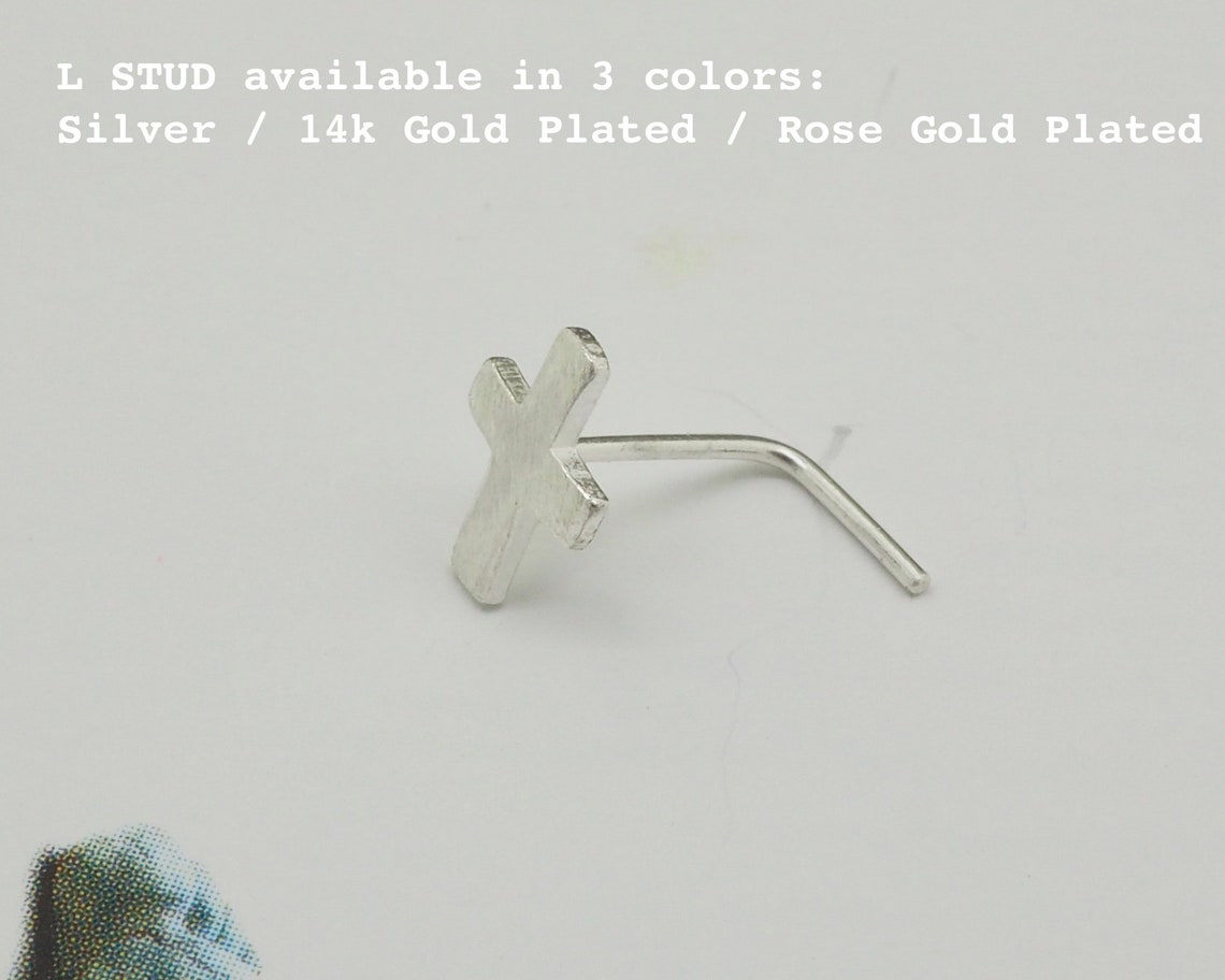 Cross Nose Stud Silver Nose Screw Nose Pin Plain Silver - Etsy