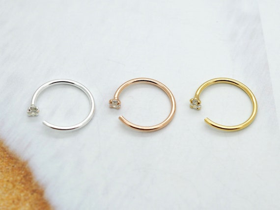 2mm CZ Diamond Nose Hoop 20g Nose Ring Hoop Earring Huggie - Etsy