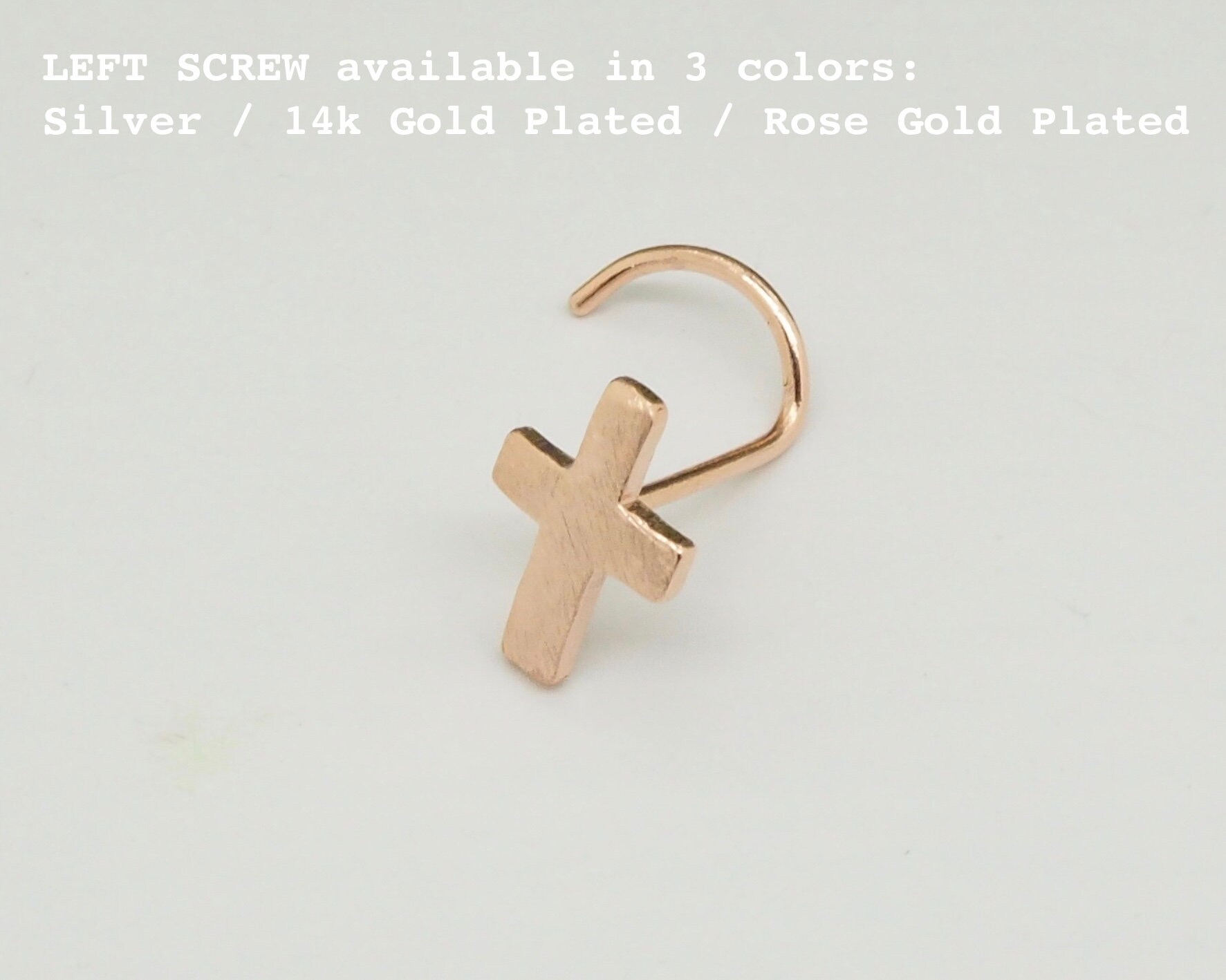 Cross Nose Stud Silver Nose Screw Nose Pin Plain Silver - Etsy