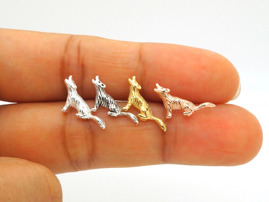 Wolf Earrings, Cartilage Ear Stud, Wolves Earrings, Twilight, Animal Ear Stud, Silver Earrings ...