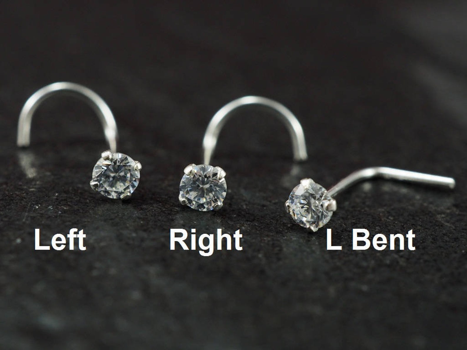 Purple Nose Stud, Amethyst CZ Diamond Nose Ring, 18g 20g 22g Nose Screw ...