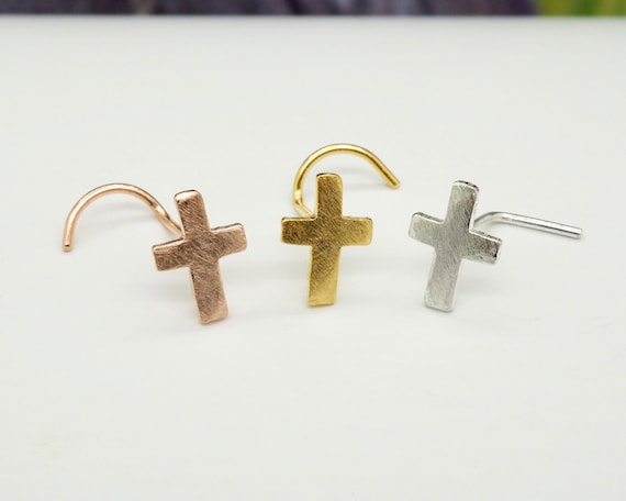 Cross Nose Stud Silver Nose Screw Nose Pin Plain Silver | Etsy