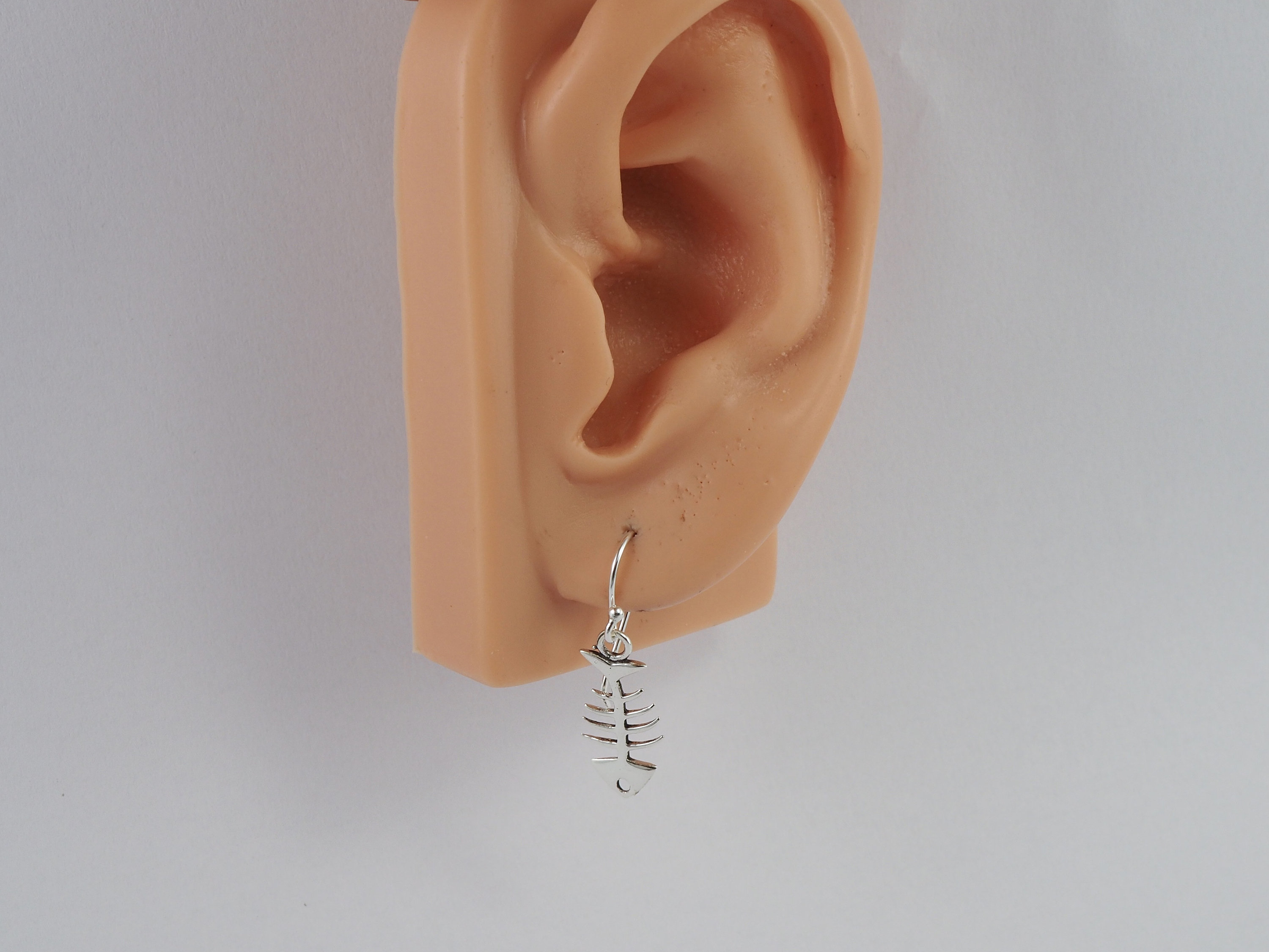 Silver Fishbone Earrings Fish Bone Earrings Drop Dangle - Etsy