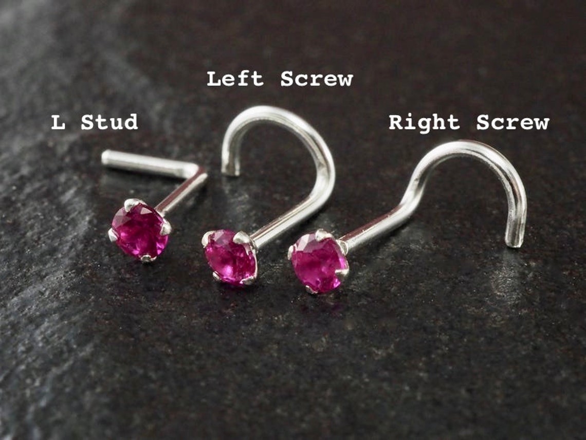 Silver Nose Stud Nose Ring Nose Screw Silver CZ Diamond | Etsy