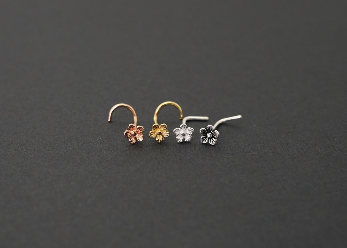 Flower Nose Stud Unique Nose Ring Flower Nose Piercing Gold - Etsy