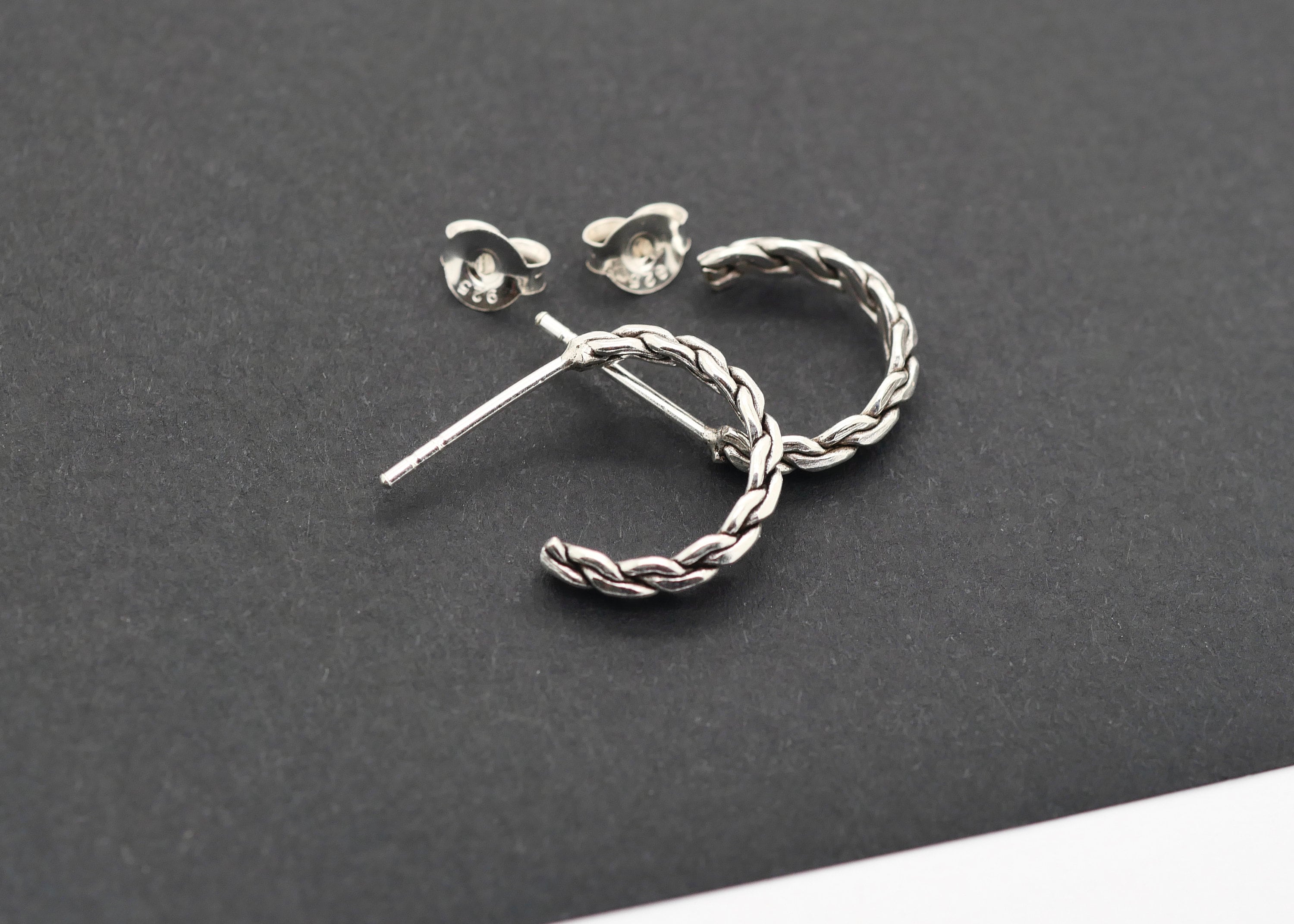 Half Hoop Earrings Huggie Hoop Ear Stud Silver Small Hoop | Etsy