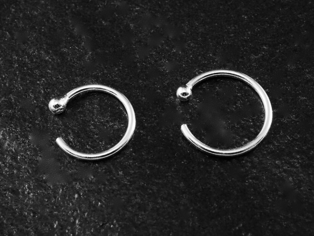 20gauge (0.8mm) Sterling Silver Minimal Fake Illusion Hoop Ring Nose ...